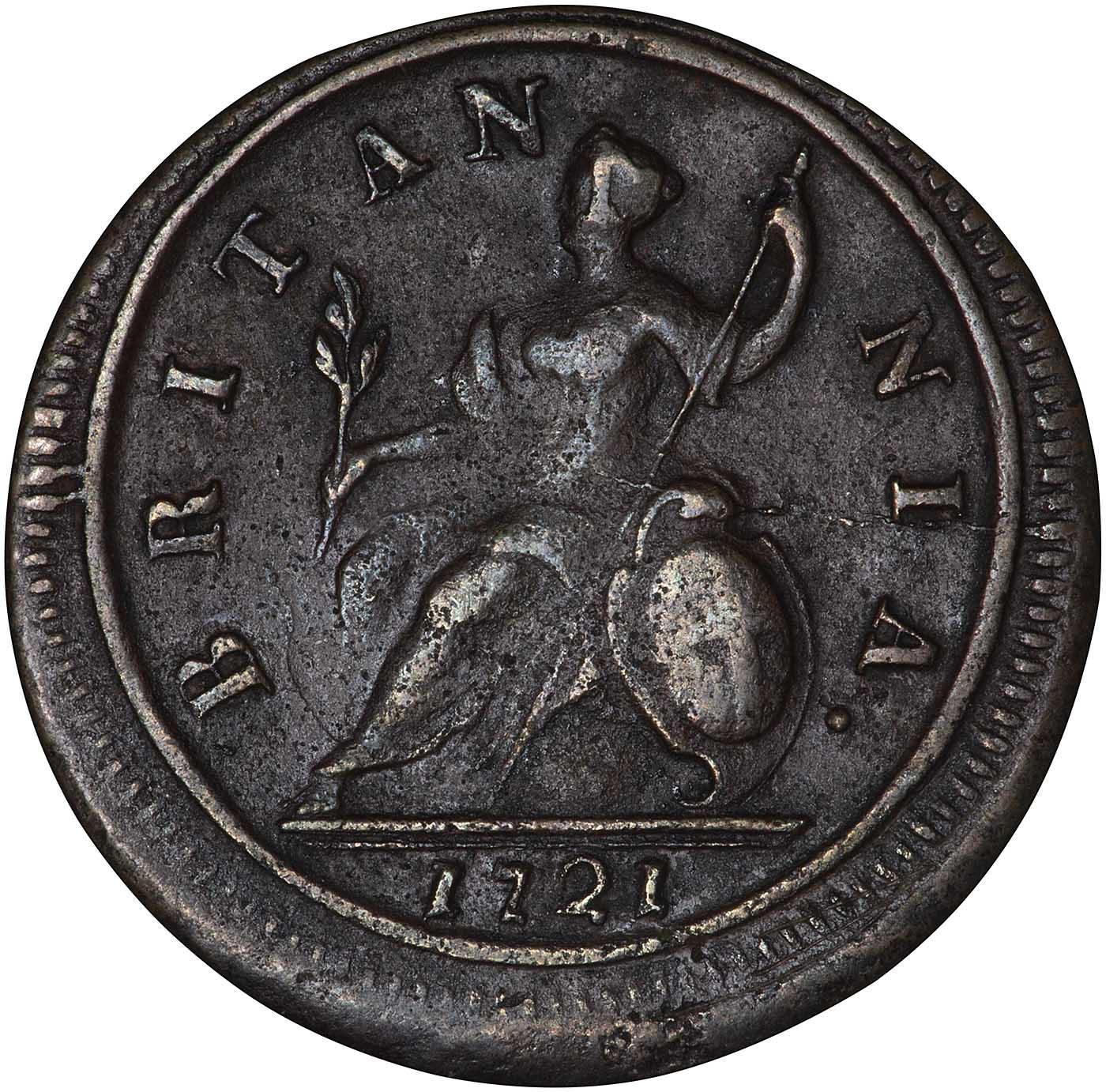 1721 Halfpenny George I Graded Copper Coin | Chards