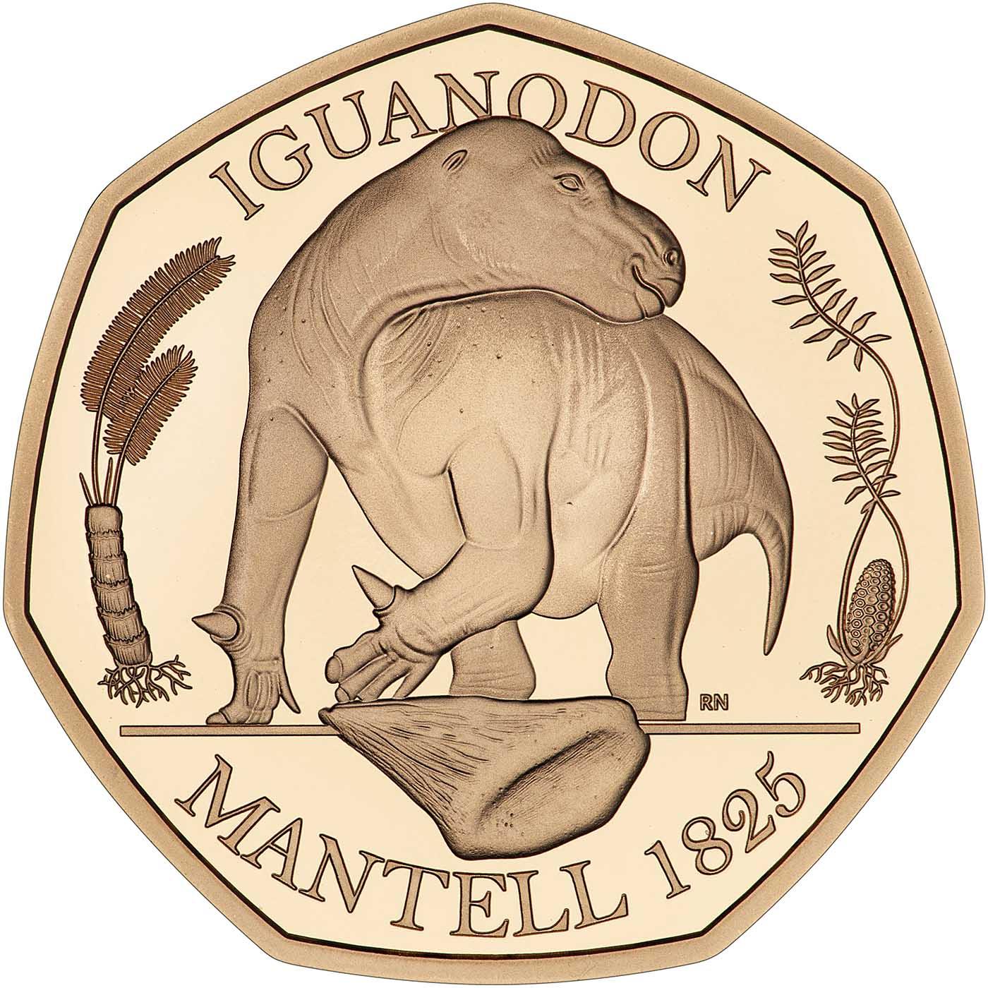 2020 Iguanodon Dinosaur Gold Proof 50p Coin | Chards
