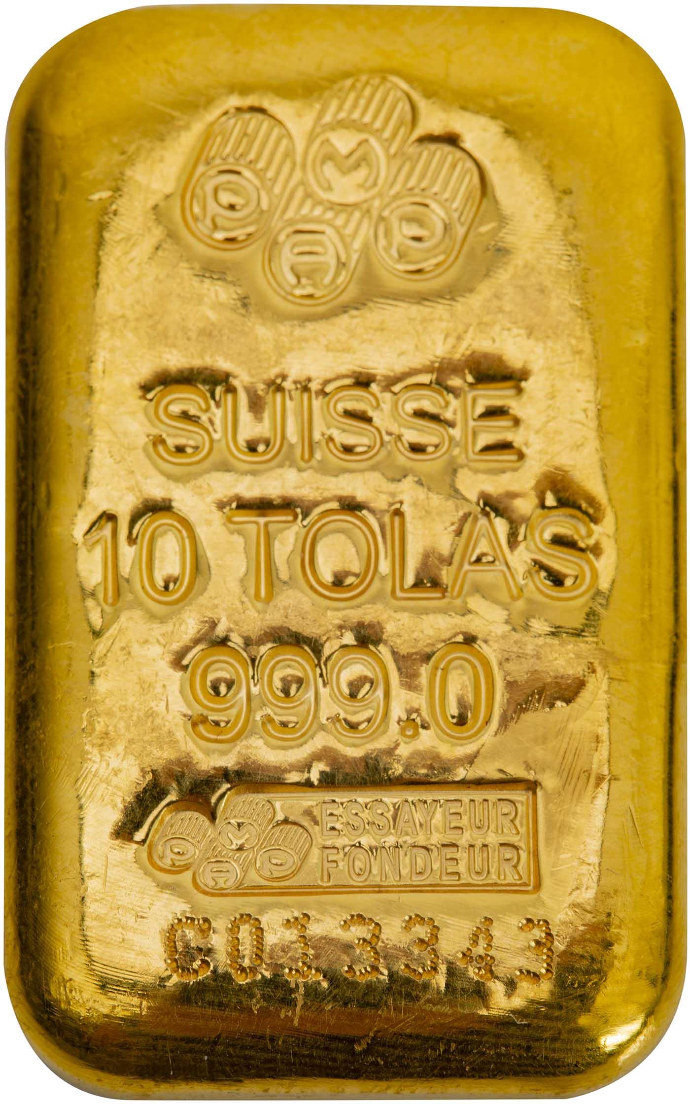 PAMP Suisse 10 Tola Gold Bar Chards 6 340 50 PAMP Suisse 10 Tola Gold Bar Chards 6 340 50