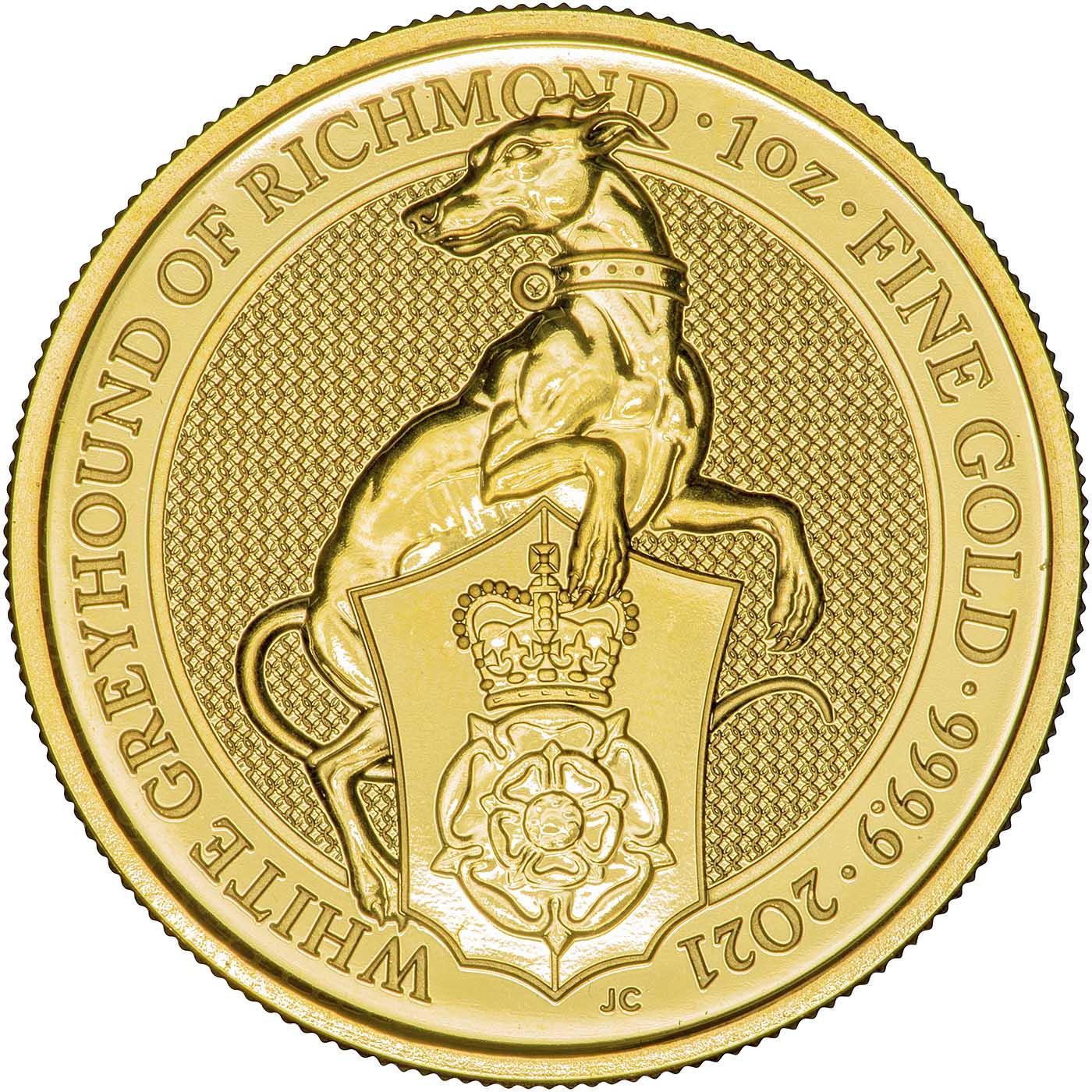 2021 Queen's Beasts Greyhound of Richmond 1oz Gold Coin