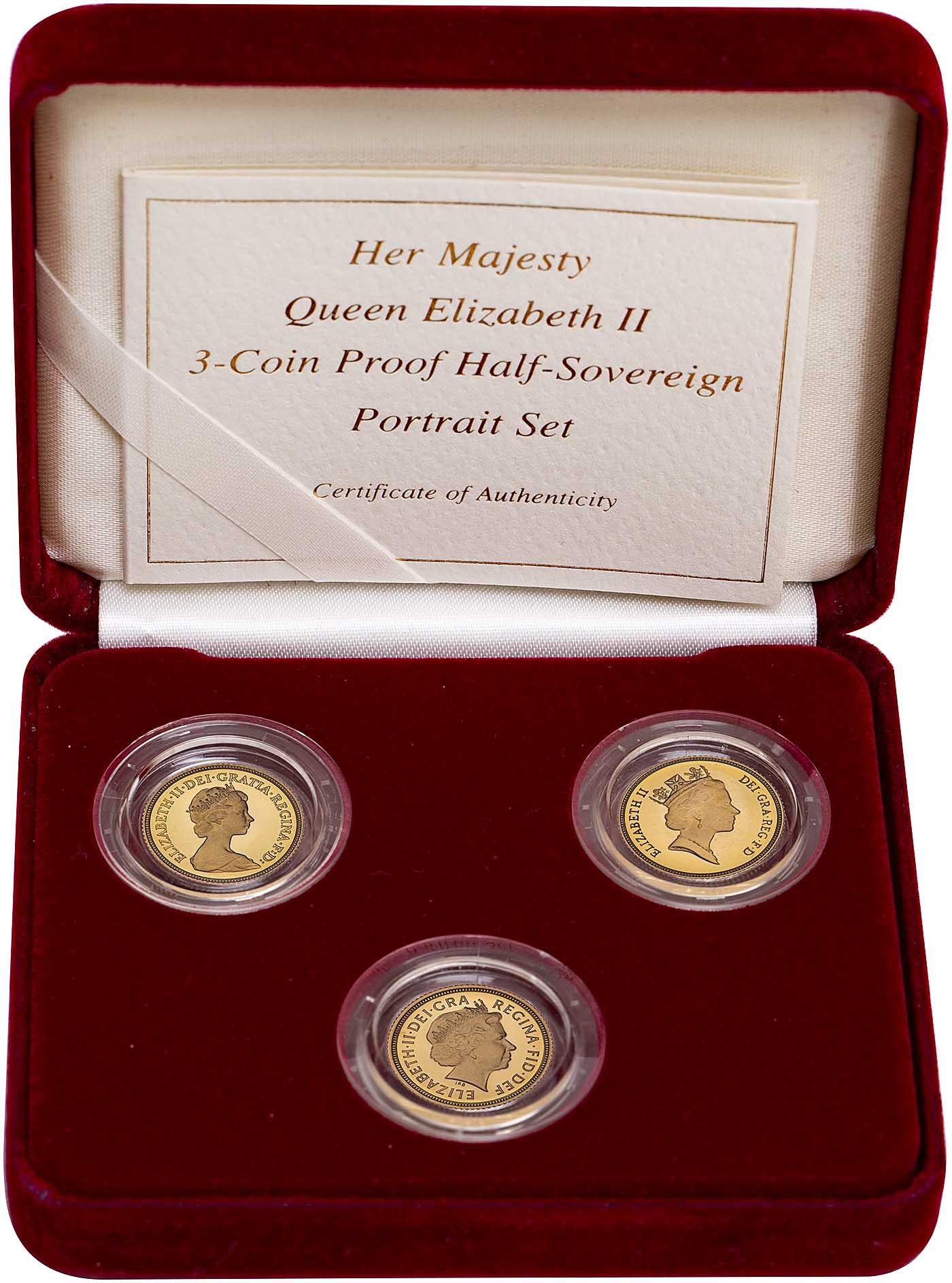 Gold Proof Half Sovereign 3 Coin QEII Portrait Set | Chards