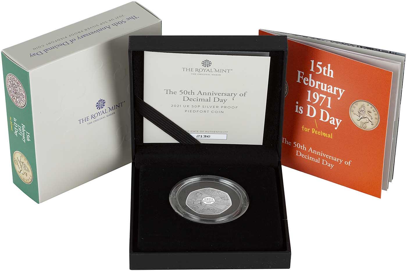 2021 Silver Proof Decimal Day Piedfort 50p Coin | Chards