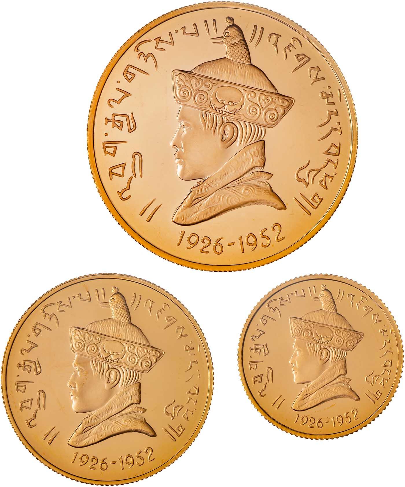 1966 Gold Proof Accession of Jigme Wangchuk 3 Coins | Chards