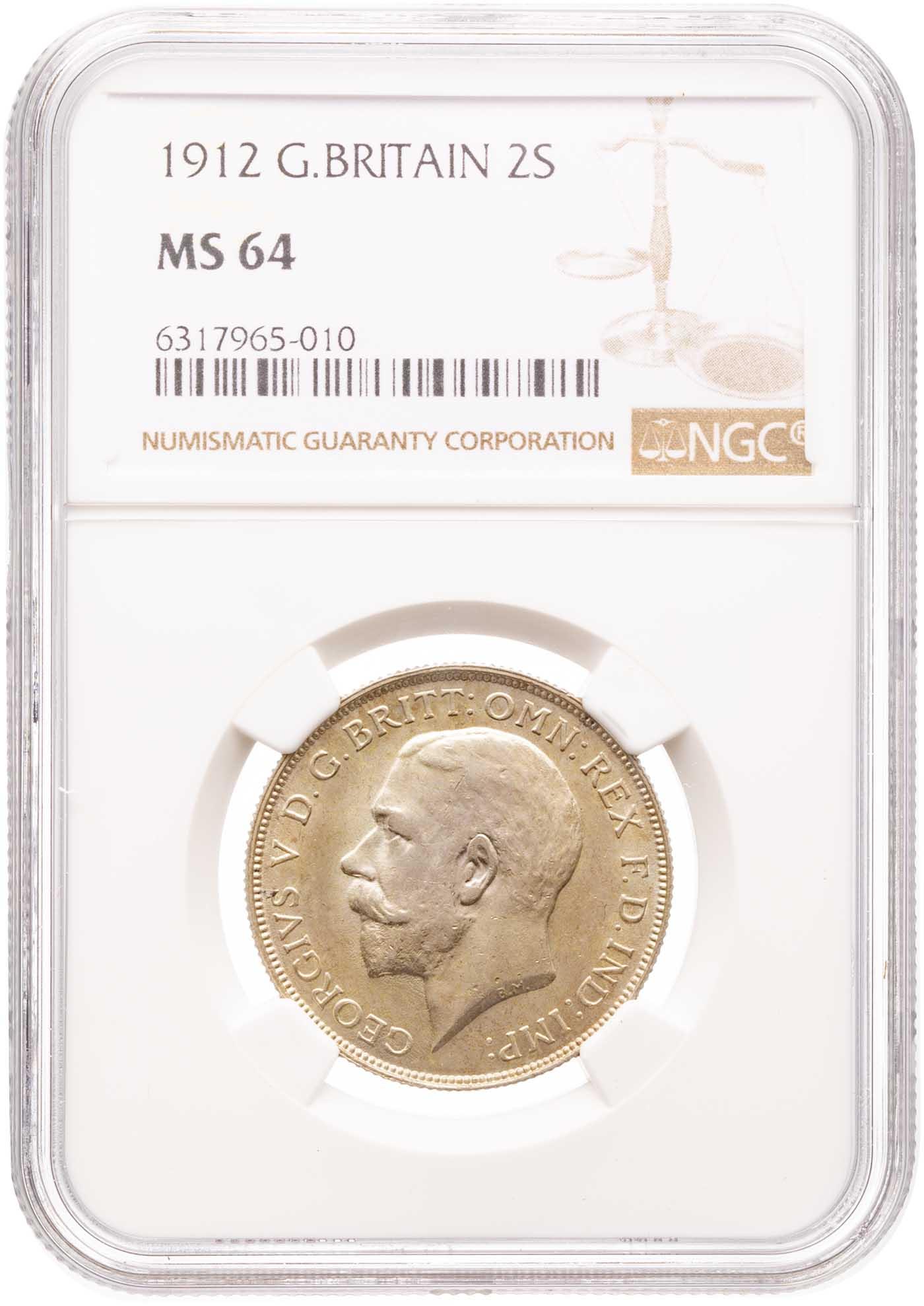 1912 Silver George V Florin NGC MS-64 Coin | Chards