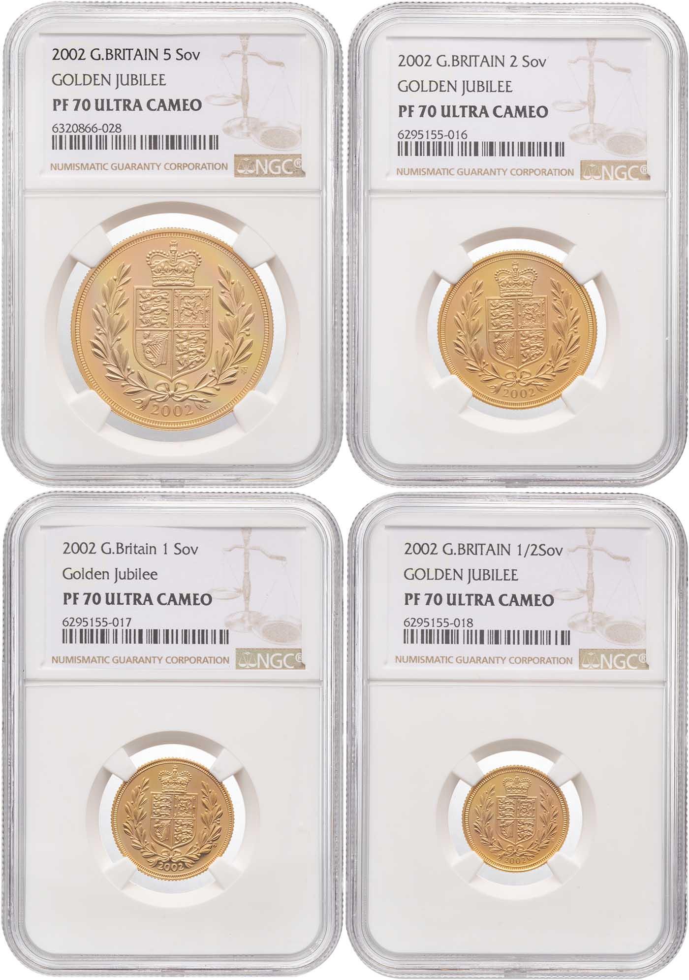 2002 Gold Proof 4 Coin Sovereign Set NGC PF-70 | Chards