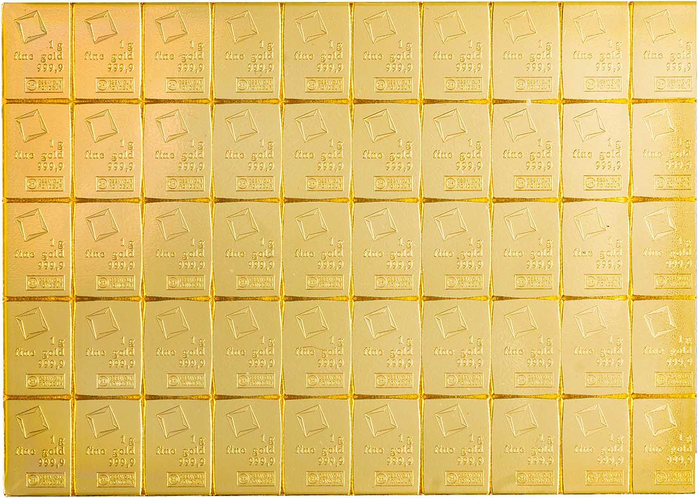 50 x 1g Gold Valcambi CombiBar Pre-Owned | 50g Bar | Chards