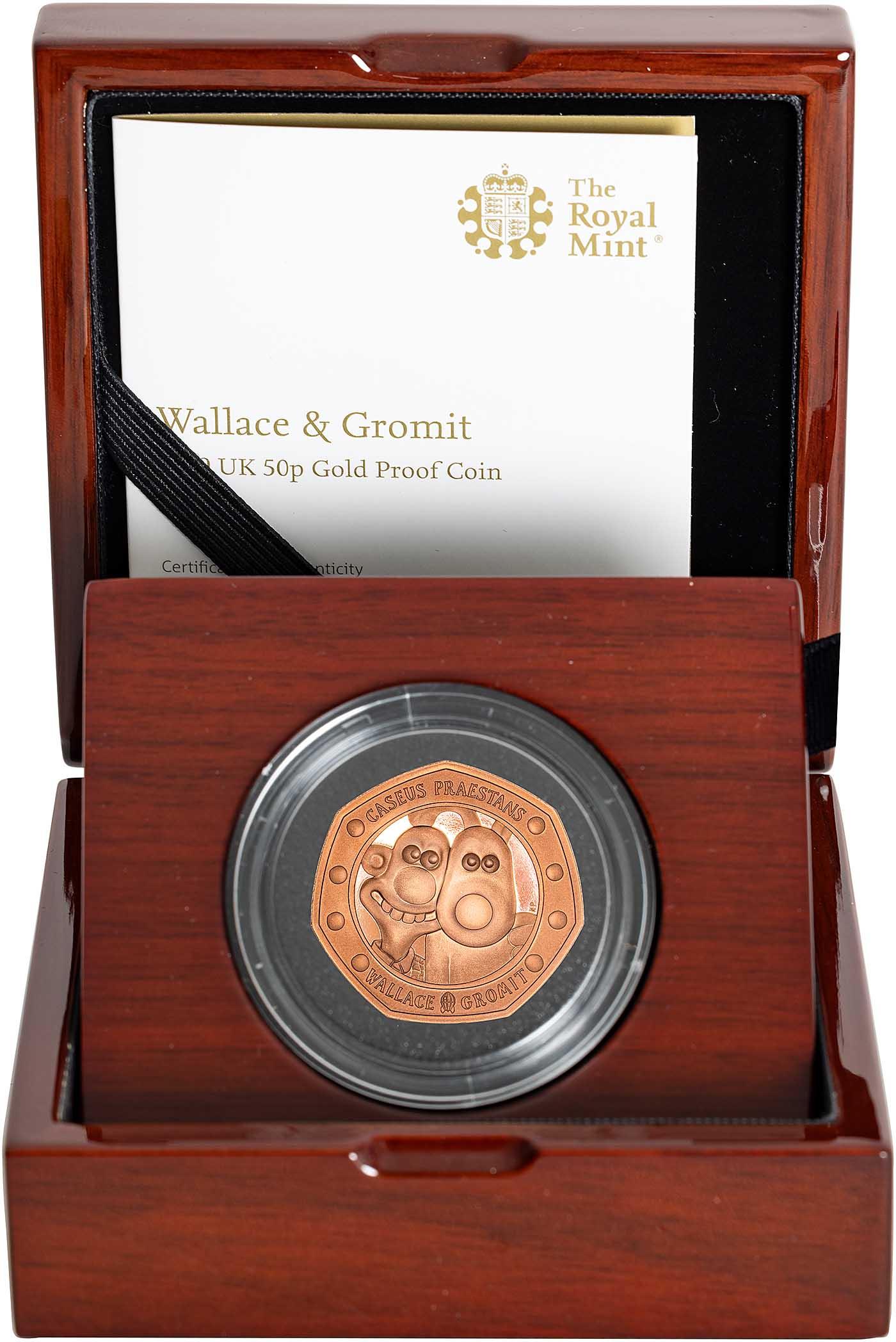 2019 Wallace & Gromit 50 Pence Gold Proof Coin | Chards