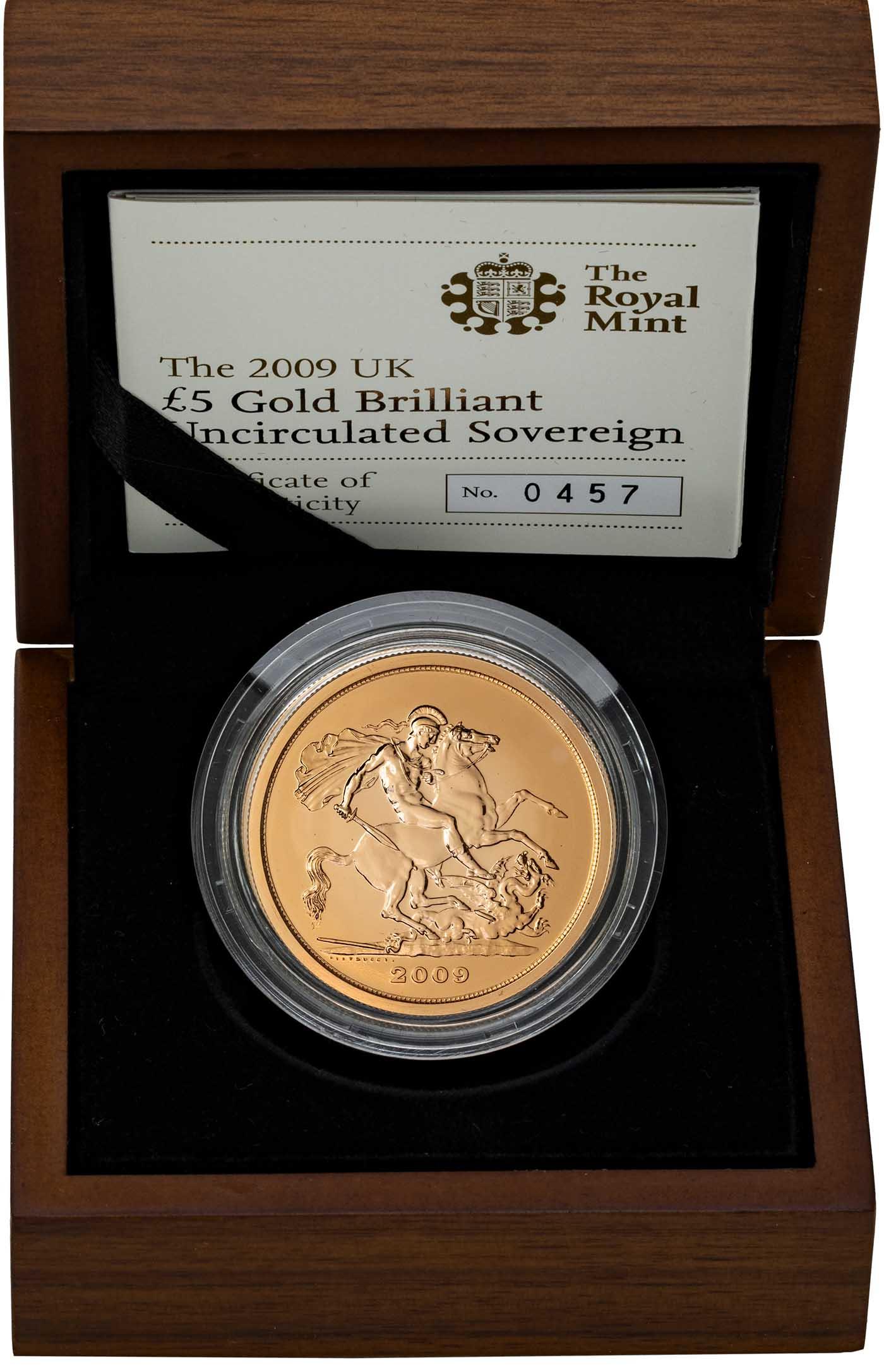 2009 Gold BU Five Sovereign Piece | Chards - £2,907.51