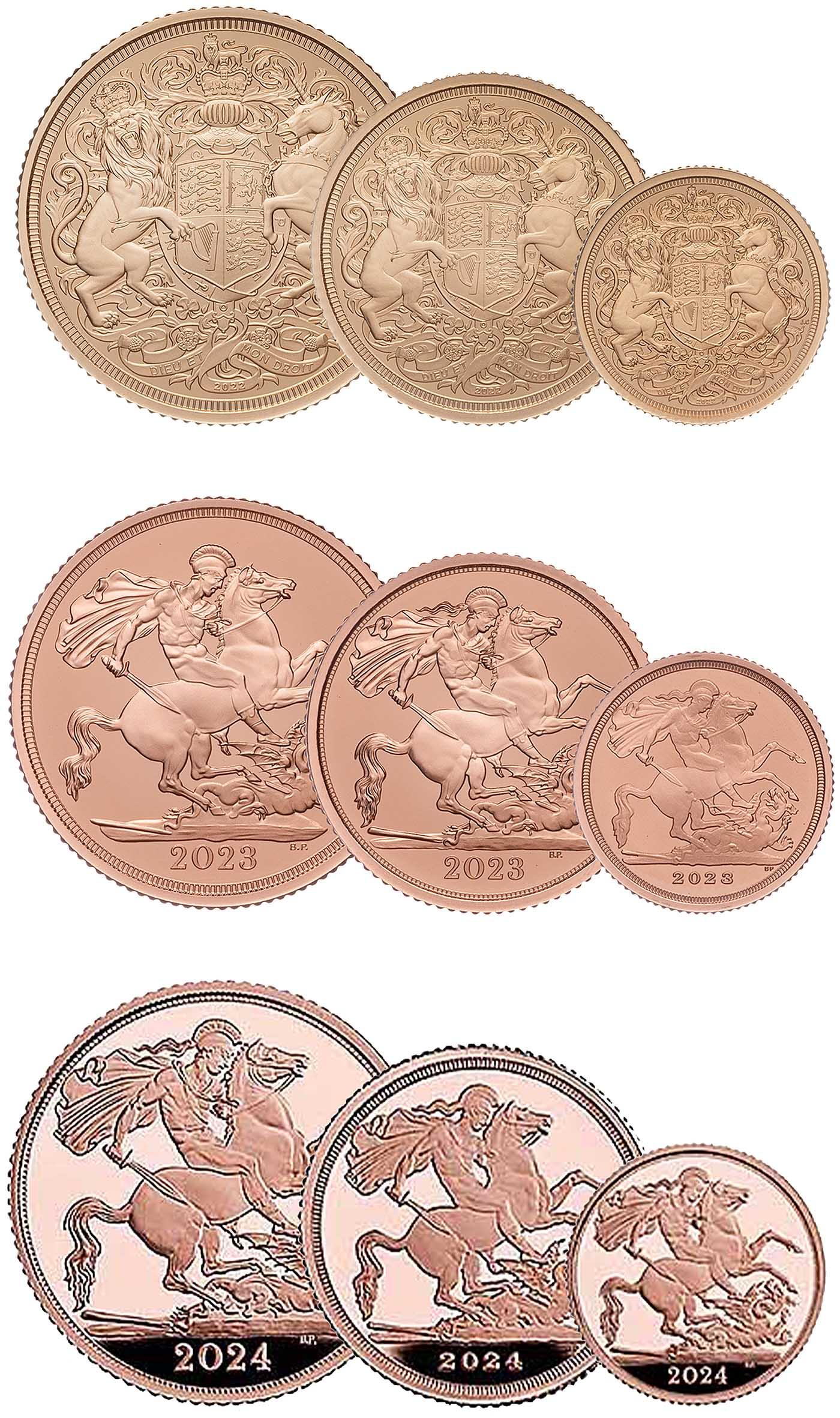 KCIII Gold Proof Sovereign 3 Coin Sets Bundle | Chards