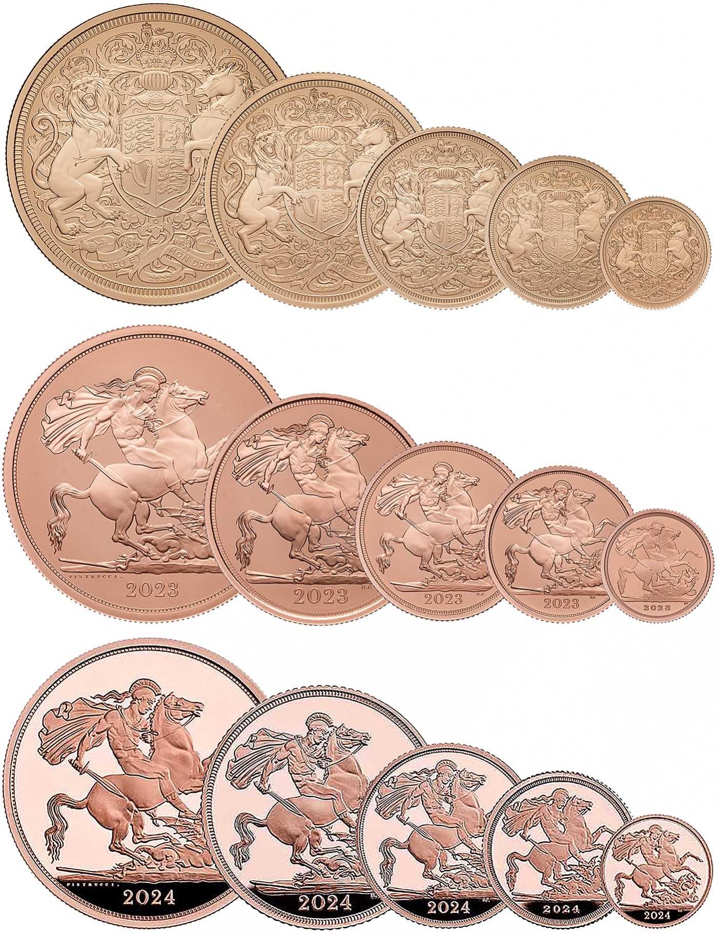 KCIII Gold Proof Sovereign 5 Coin Sets Bundle | Chards