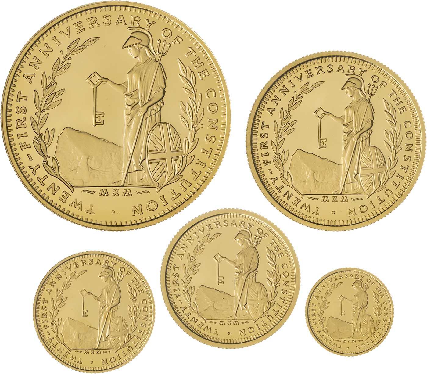 1990 Gold Proof Gibraltar Pobjoy Mint 5 Coins | Chards