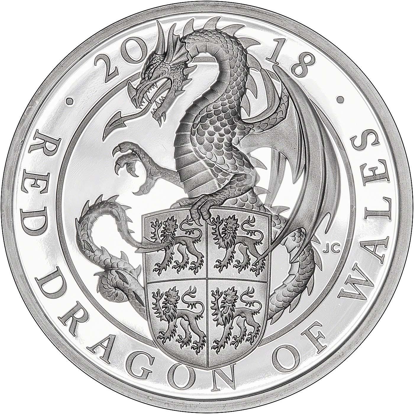 2018 One Ounce Silver Proof Queen's Beasts Red Dragon Coin