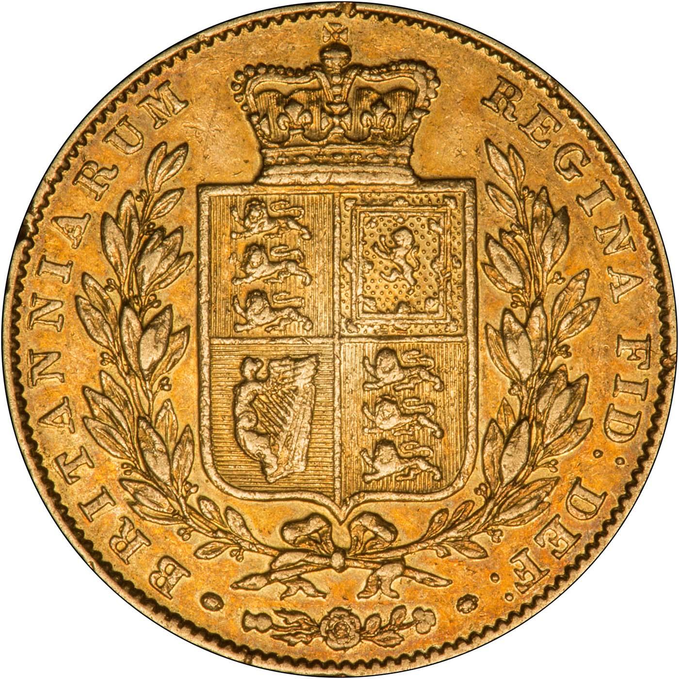 1843 Overdate Gold Sovereign Vic Young Head Shield London