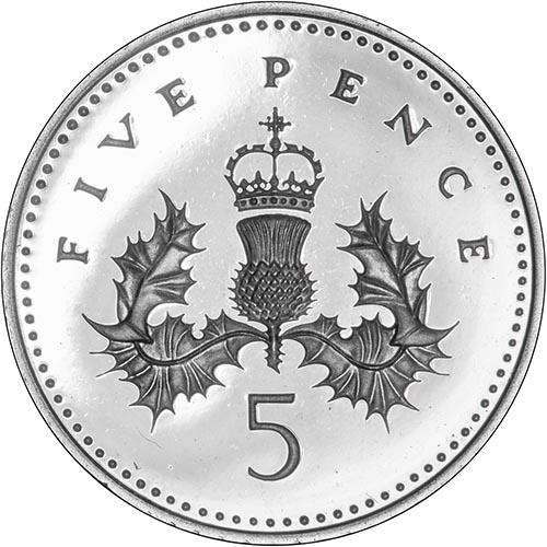 1990 Five Pence Piedfort Silver Proof Coin | Chards