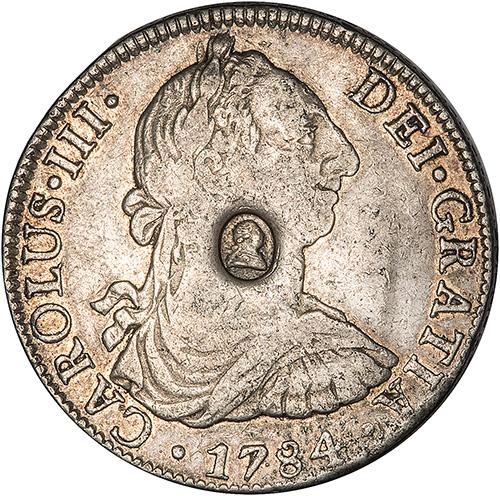 1784 Silver 5 Shillings Carlos III Counter Stamped | Chards