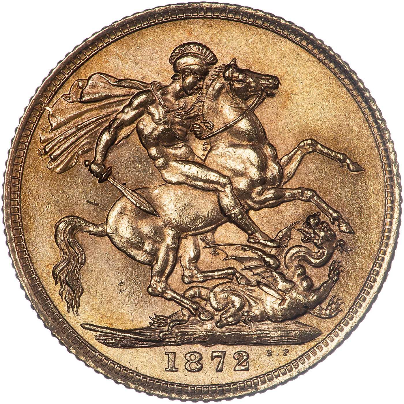 1872 Sovereign Victoria Young Head St George | London |Chard