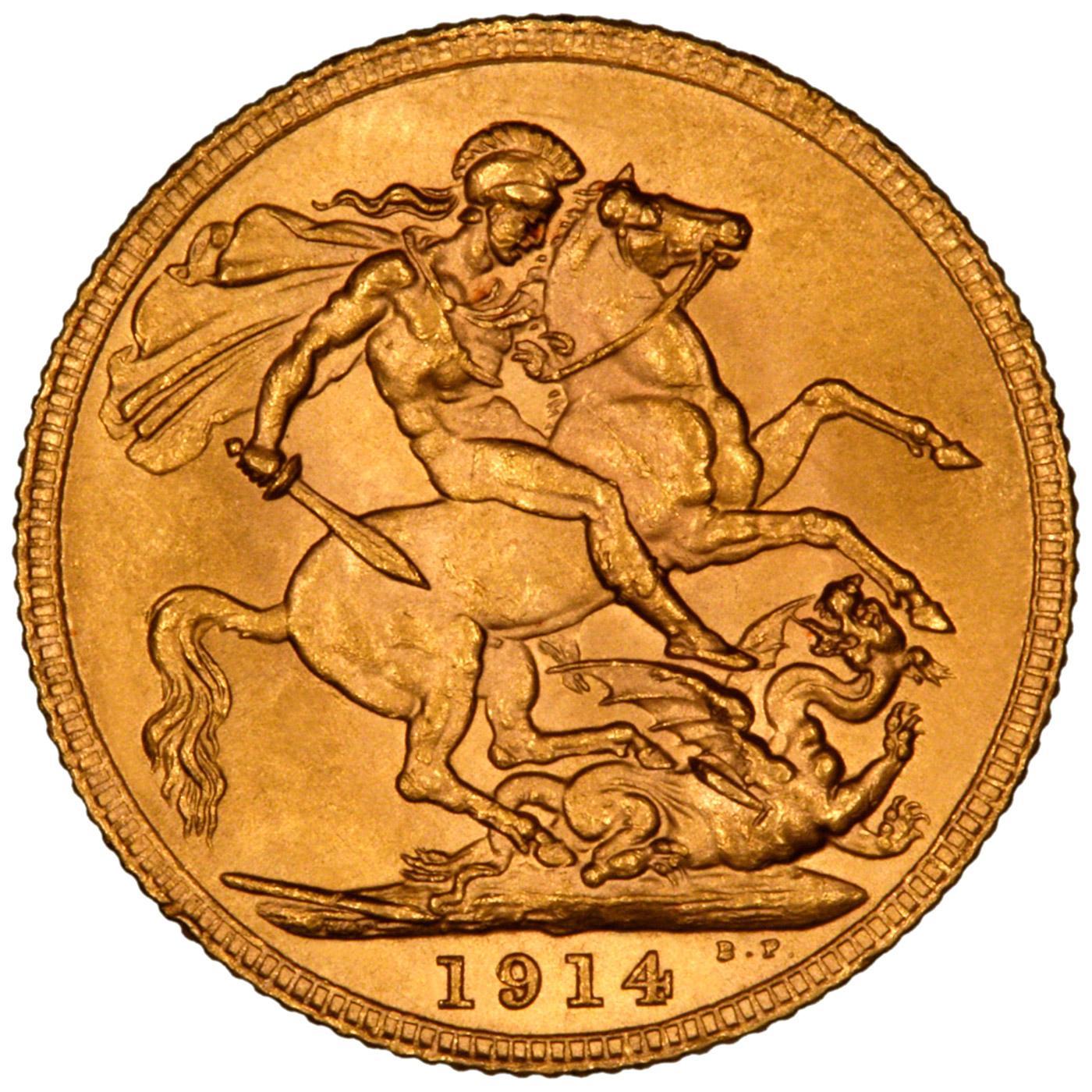 1914 Gold Sovereign George V London Mint Chard