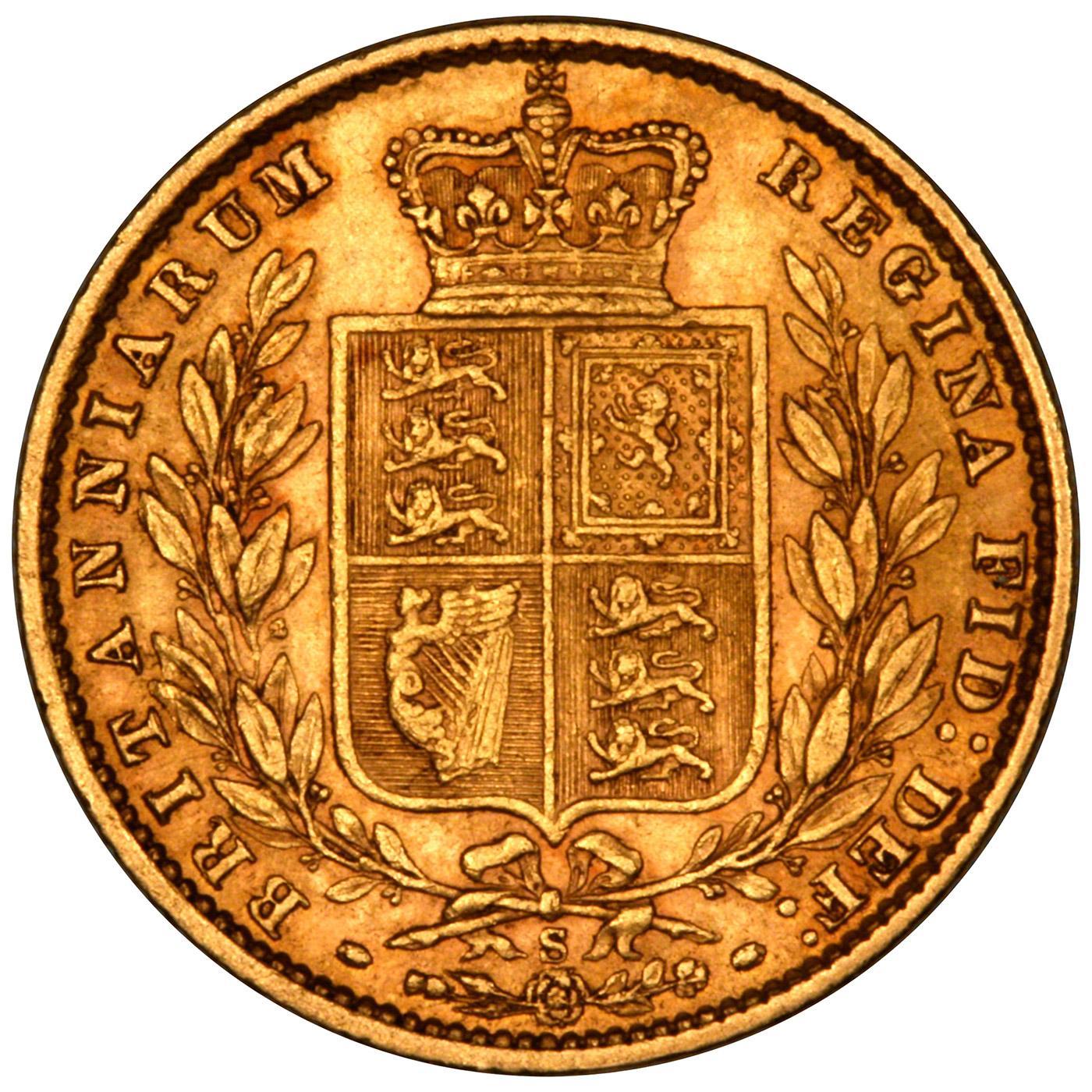 1877 Sovereign Victoria Young Head Shield | S | Chards