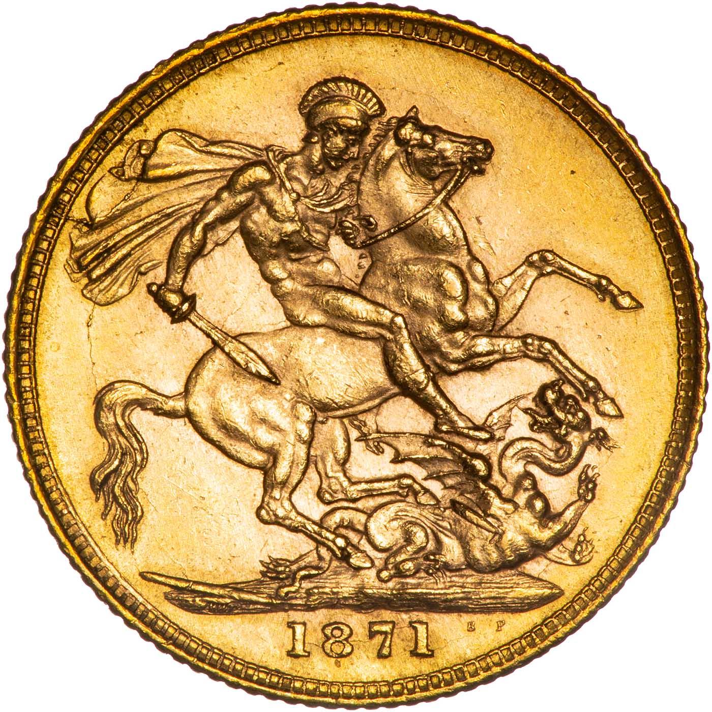1871 Victoria Young Head St George Gold Sovereign | Chards
