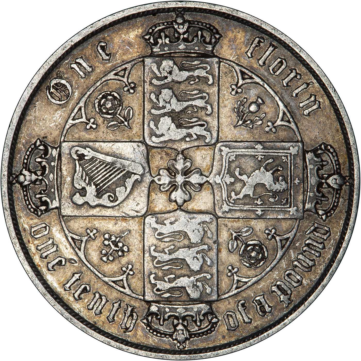 1868 Victoria Gothic Silver Florin Coin | Chards